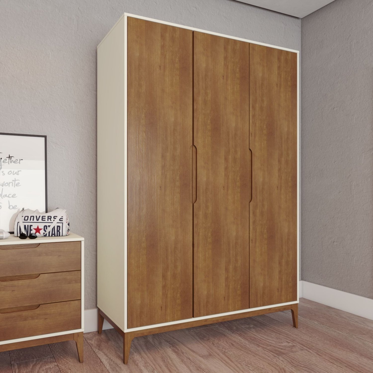 Guarda Roupa Casal 3 Portas Madeira Maciça/MDF Club Artemobili ...