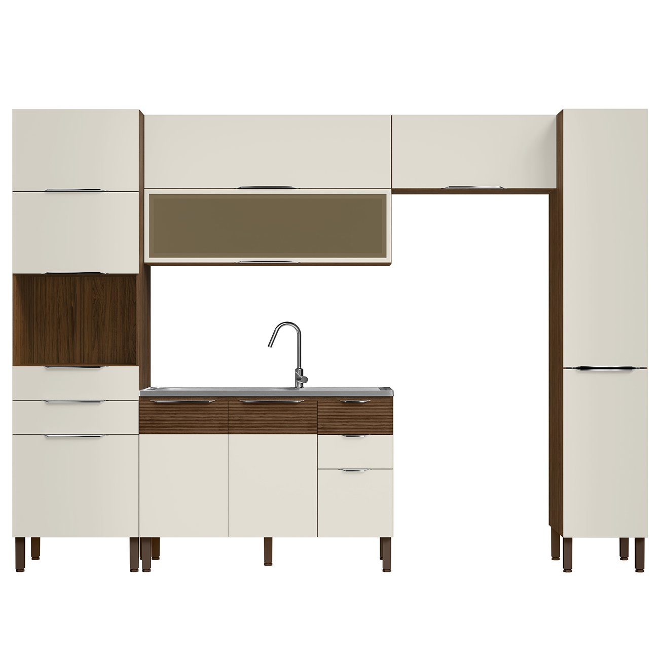 Armário de Cozinha Cp04 com Pia 120cm Dora K02 Nogueira/off - Mpozenato ...