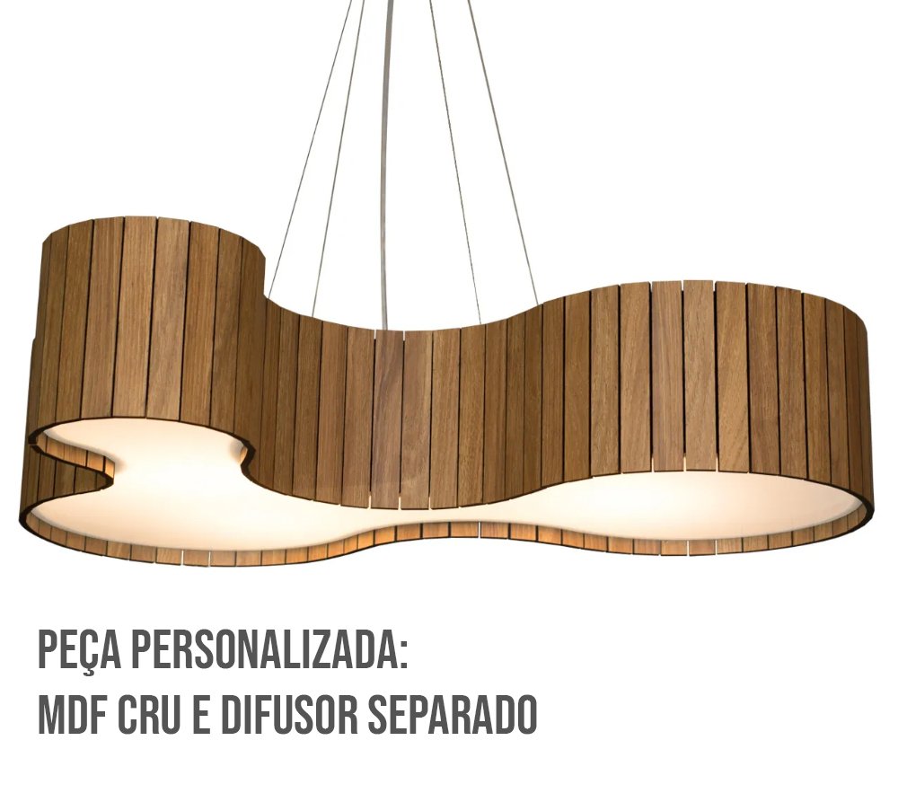 Pendente de Madeira Orgânico Semi Cilíndrico Wi3 Mdf Cru 120 Cm Wood ...