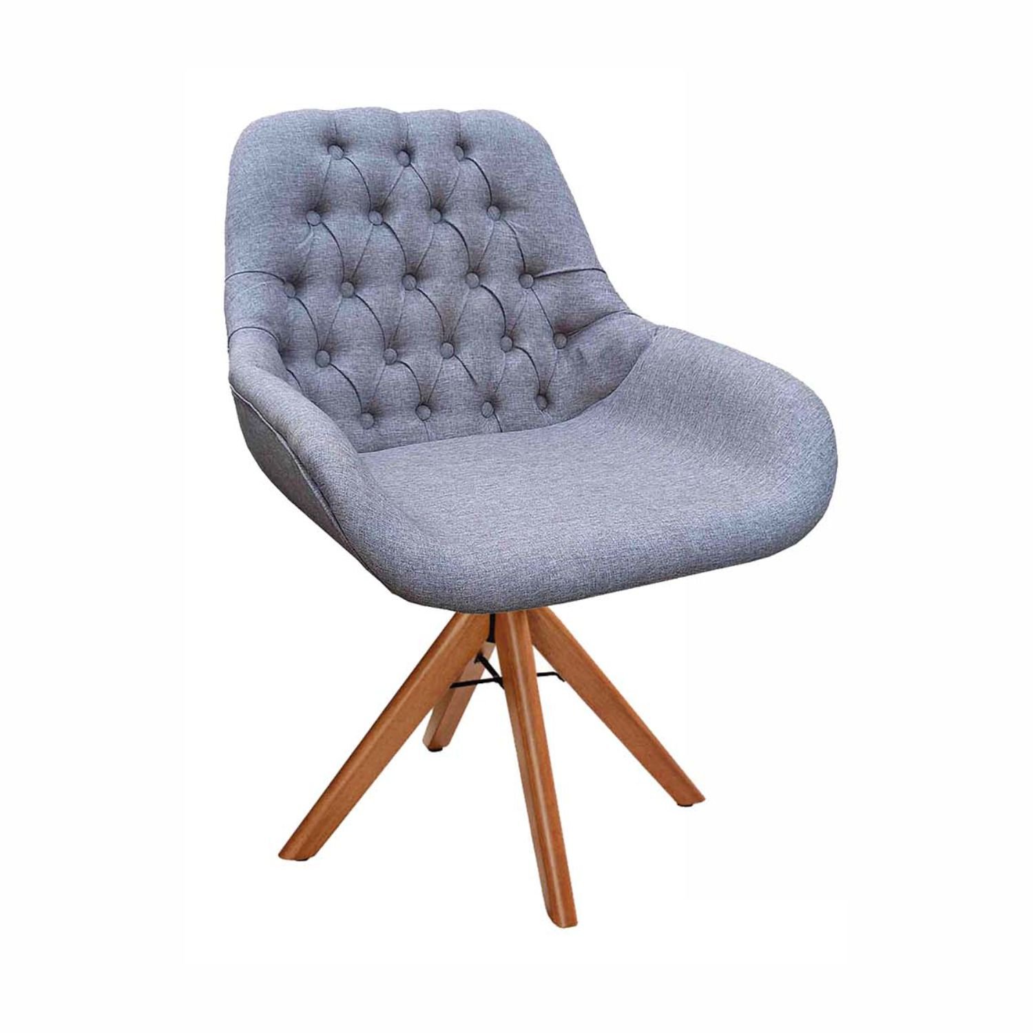 Poltrona Pandora - Base em Madeira Giratória - Linho Cinza | MadeiraMadeira