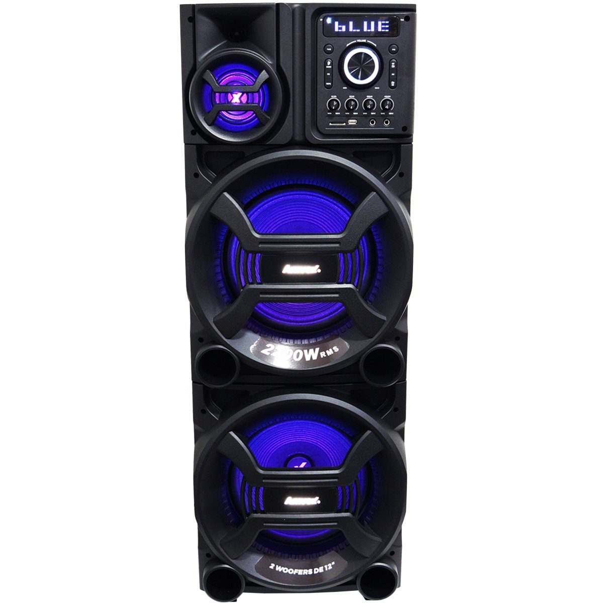 Caixa Som Amplificada Bluetooth 2200w Rms Woofer Mp3 Tws Usb Led Aca 2201 Pesadão Black 2 ...