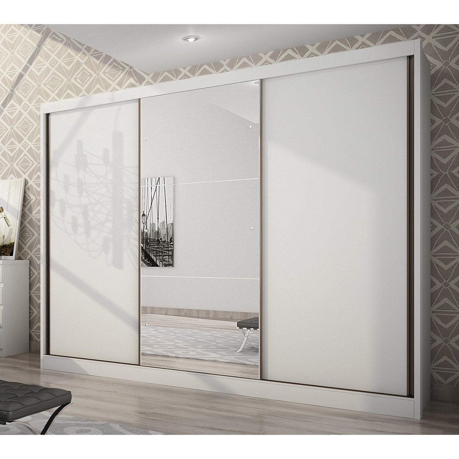 Guarda Roupa Casal com Espelho 3 Portas 8 Gavetas Toulon Novo Horizonte ...