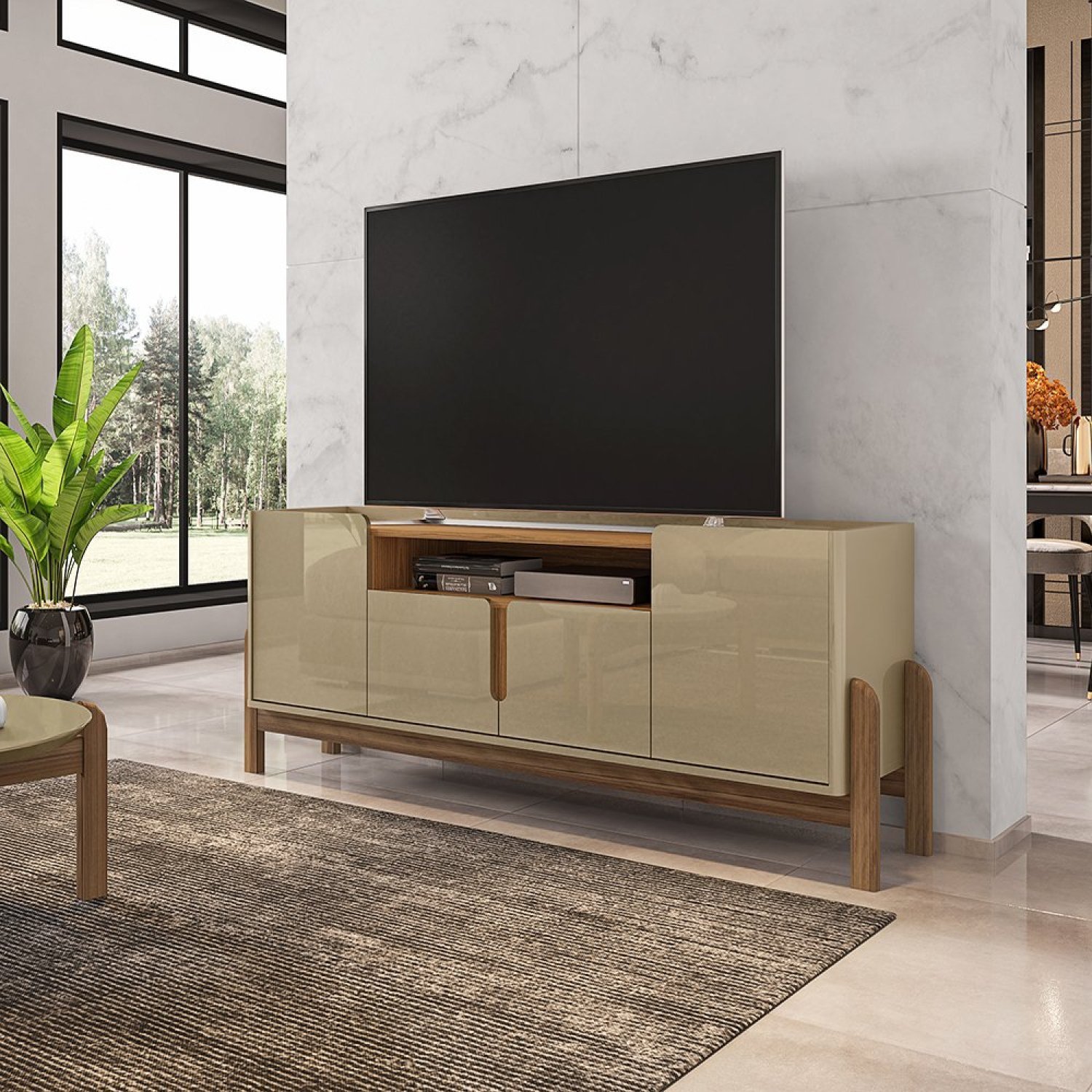 Rack para TV até 60 Polegadas 190cm 4 Portas Lizz Versátile Casa D ...