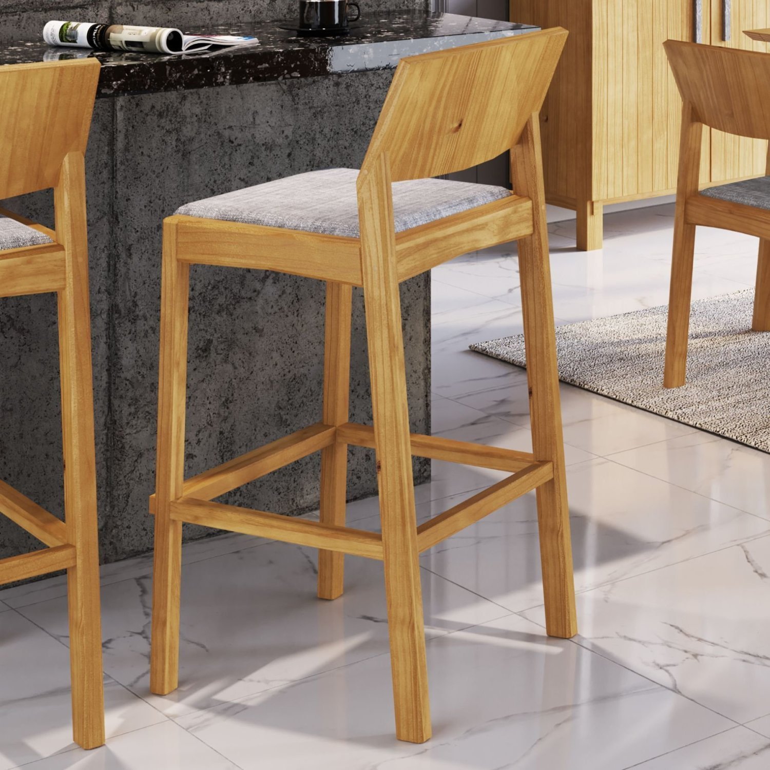 Banqueta Madeira Maciça Linho Less | MadeiraMadeira