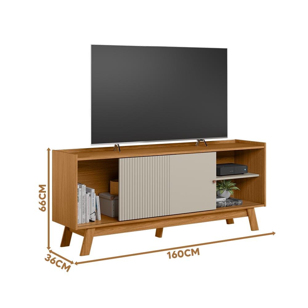 Rack para Tv até 65 Polegadas Porta de Correr Nature Off White Aurum ...