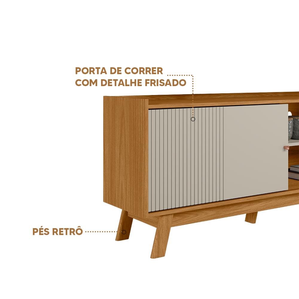 Rack para Tv até 65 Polegadas Porta de Correr Nature Off White Aurum ...