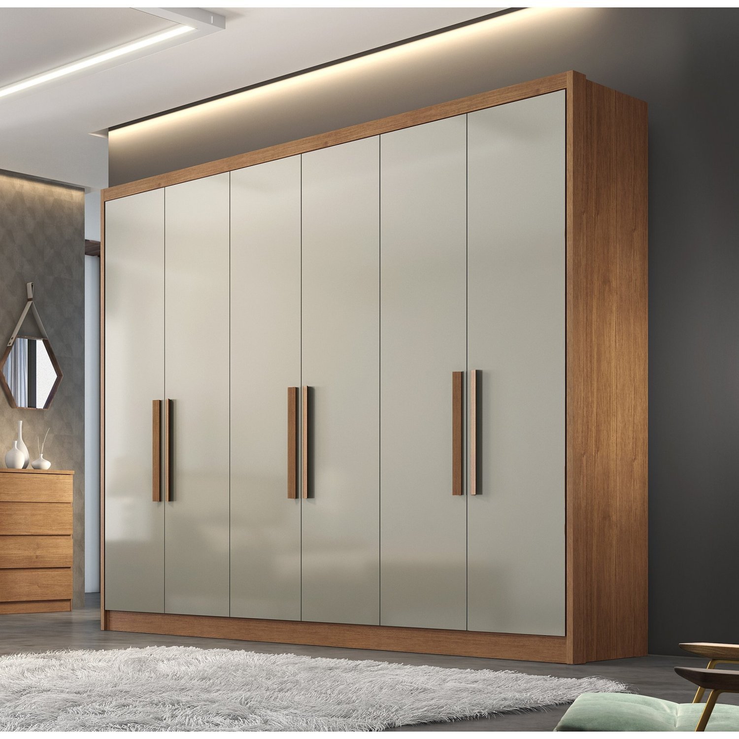 Guarda Roupa Casal 6 Portas 6 Gavetas Cairo Novo Horizonte | MadeiraMadeira