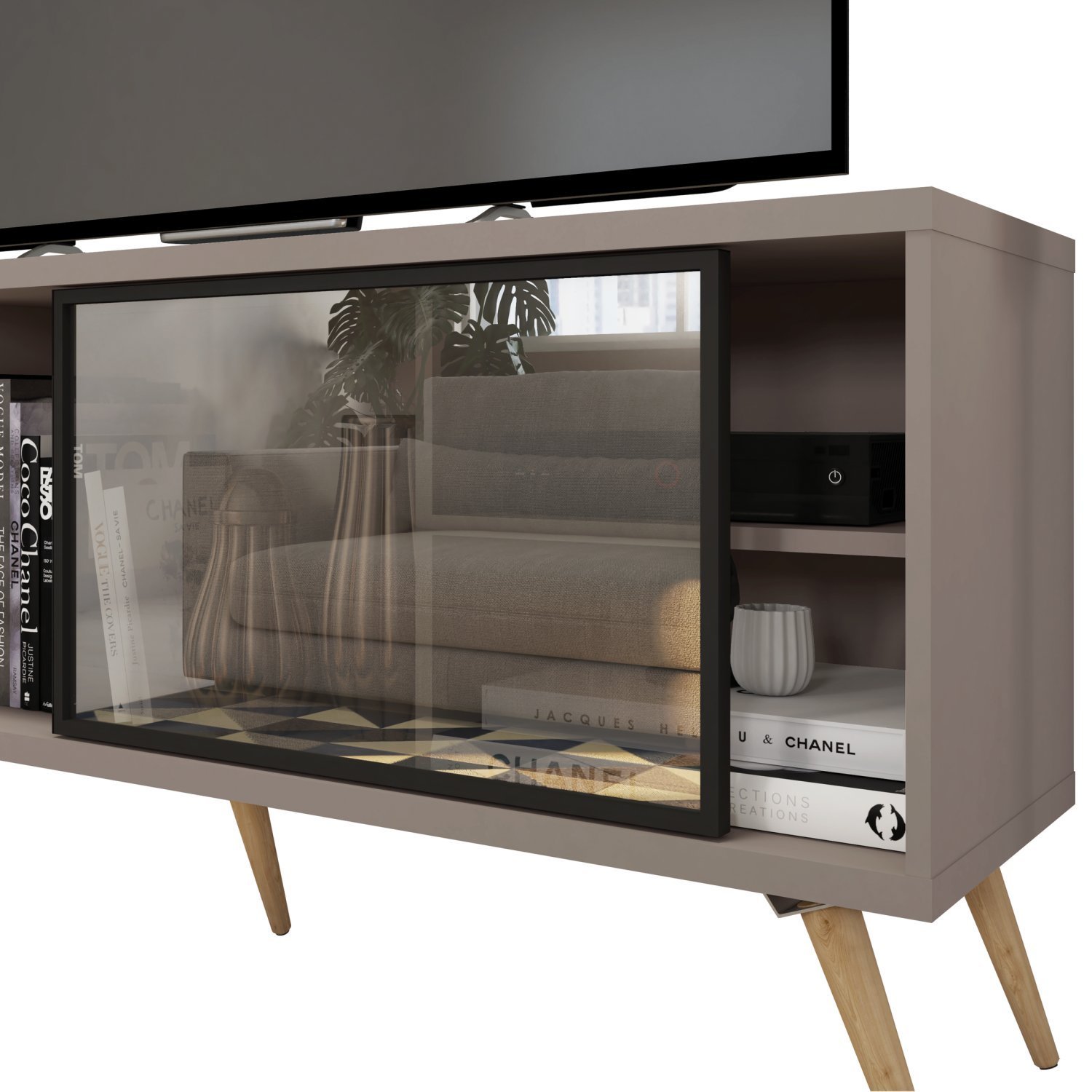 Rack para TV até 55 Polegadas Retrô 136cm em BP Porta Reflecta ...