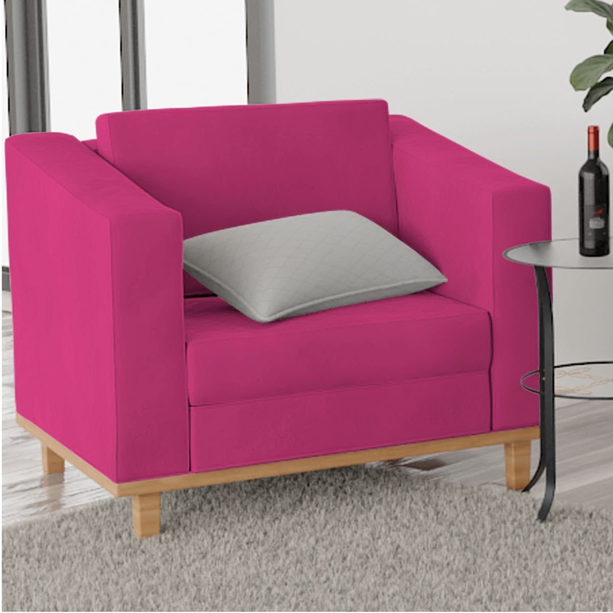 Kit Sofá 2 Lugares e 2 Poltronas Europa Suede Pink ADJ Decor ...