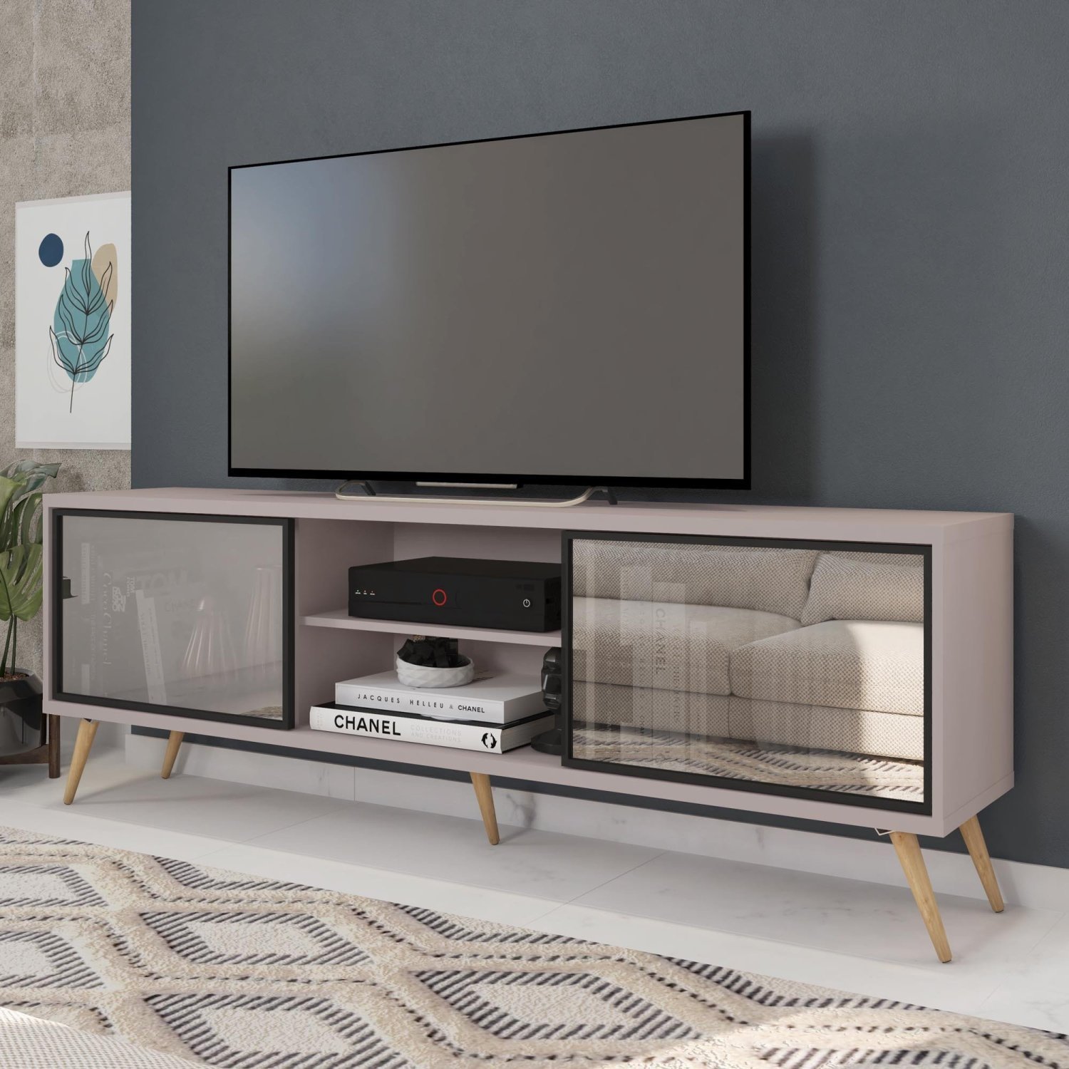 Rack para TV até 72 Polegadas Retrô 180cm em BP Porta Reflecta Multiverso CabeCasa ...