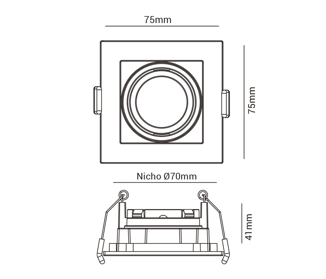 Mini Spot dicroica de embutir recuado Quadrado LED 3,5w - Preto - 4000K | MadeiraMadeira