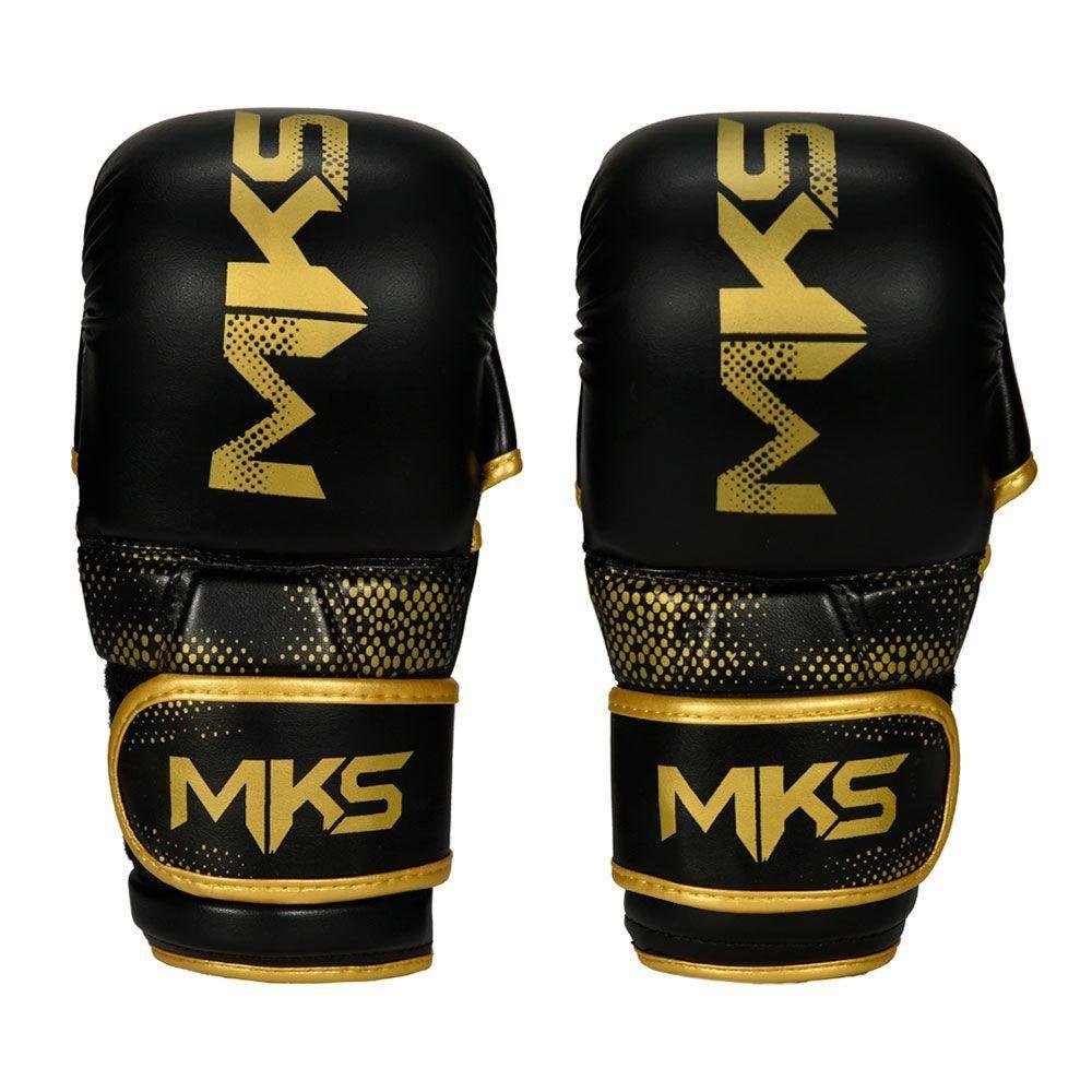 Luva de Mma Sparring Mks Combat All Black Gold Line P/m | MadeiraMadeira
