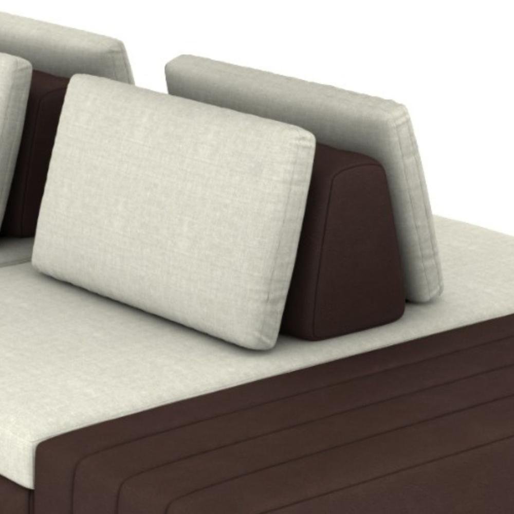 Sofá Ilha Modular com Puff Encosto Removivel 2,45m Linho e Sintético Bordado Kauai | MadeiraMadeira