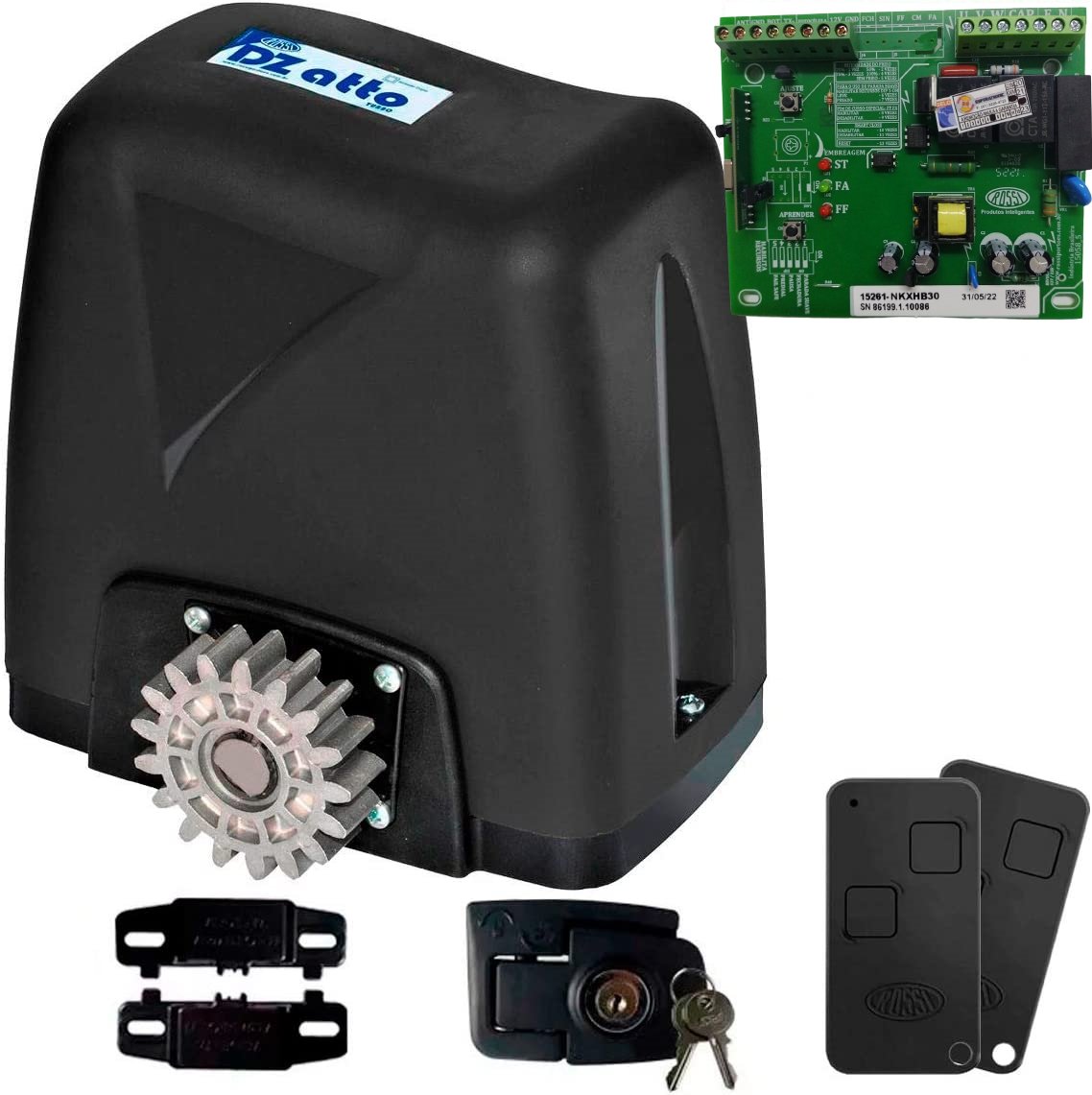 Kit Motor de Portão Eletrônico Rossi DZ Atto Turbo 350Kg Automatizador ...