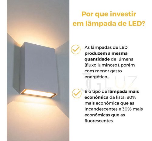 Kit 3 Arandela Blindada Efeito 2 Fachos Duplo Led 4w 3000k - Branco - Bco Quente | MadeiraMadeira