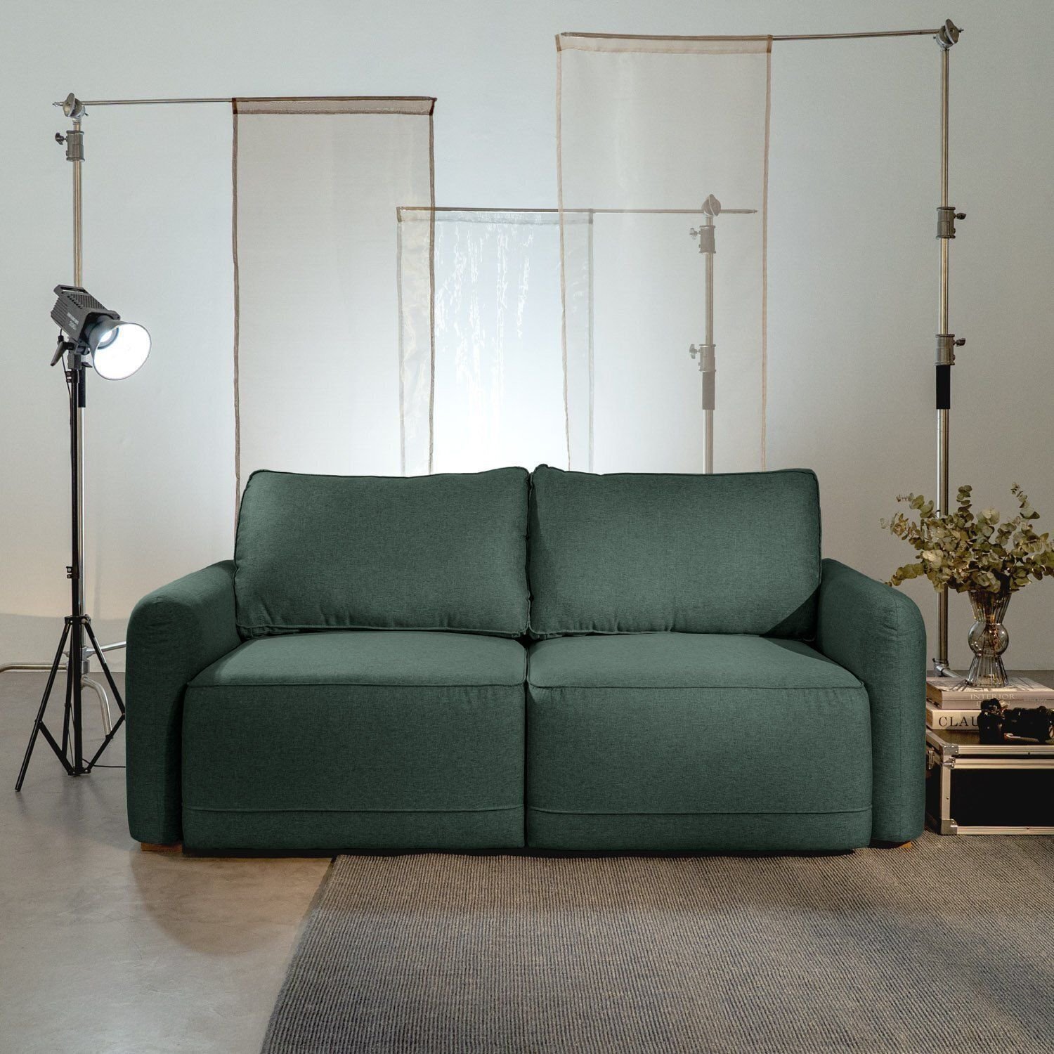 Sofá Retrátil 170cm Mellow Cabecasa Madeiraoriginals Linho Verde ...