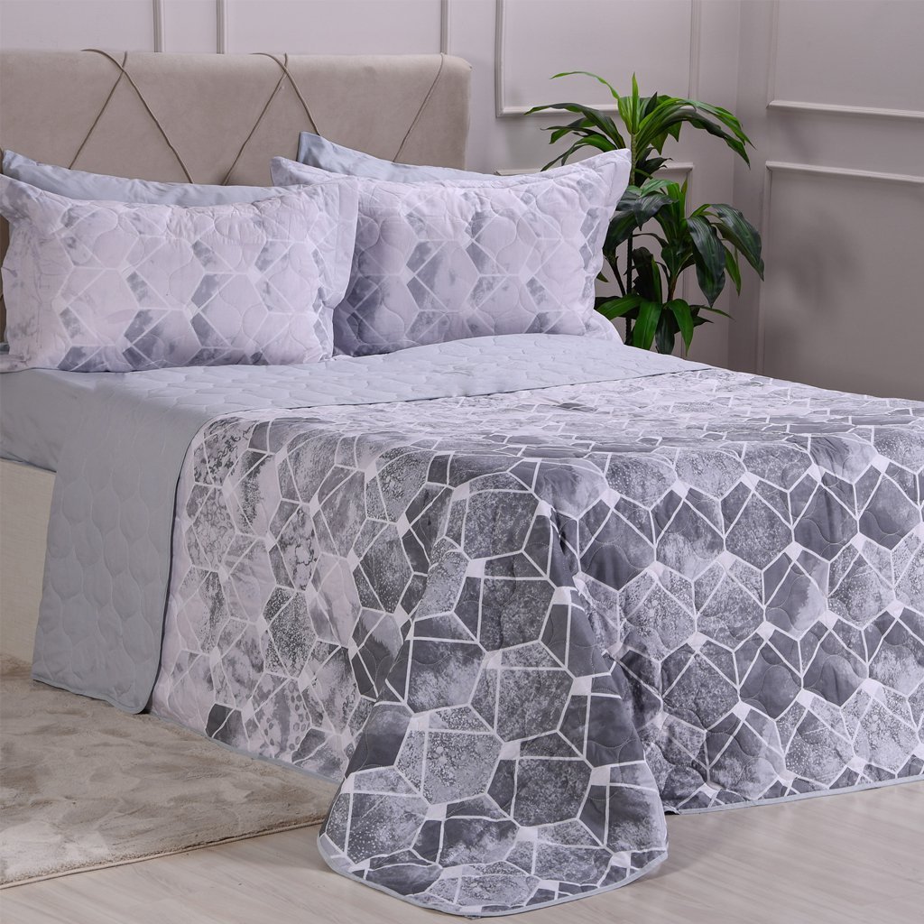 Colcha com Porta Travesseiros Casal 200 Fios Dupla Face Extra Macio ...