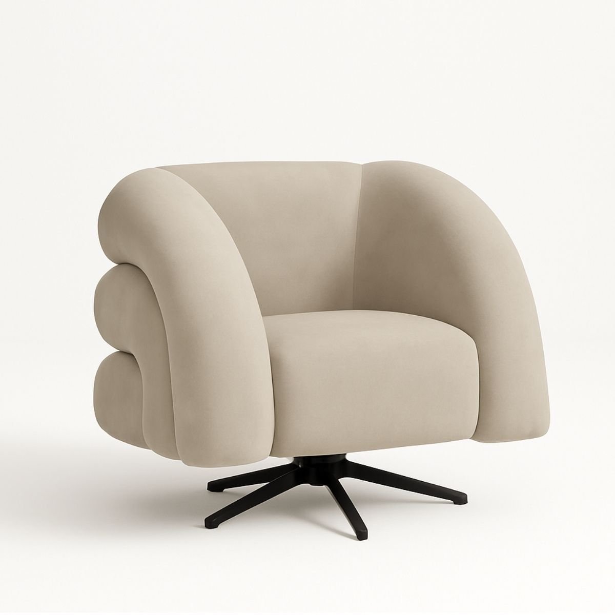 Poltrona Giratória que Balança Eduarda Orgânica Redonda Veludo ...