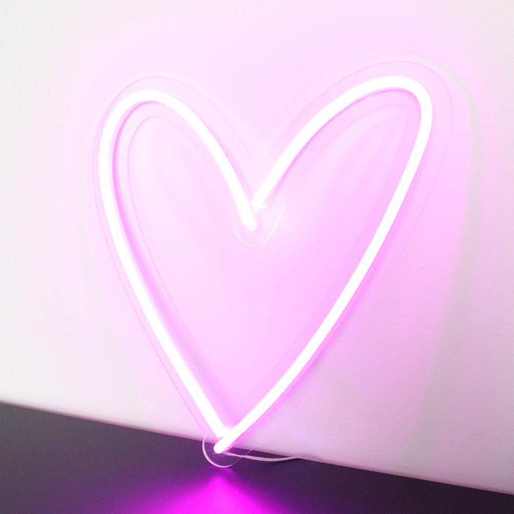 Placa Luminária de Neon LED - Coraçao - Roxo | MadeiraMadeira