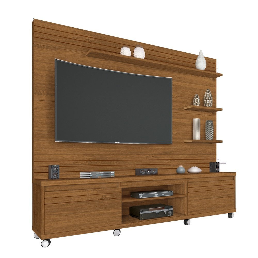Home Theater Cedro TV 55" Rodízios Porta Nicho Freijó Germai | MadeiraMadeira
