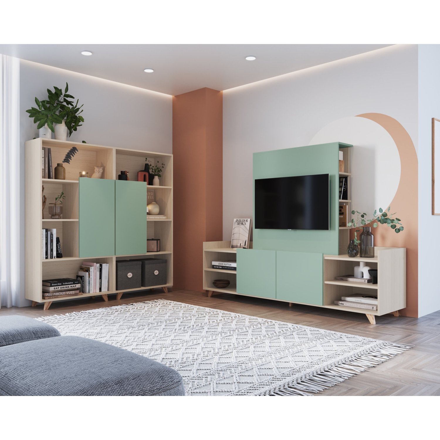 Conjunto 2 Estantes Multiuso 2 Portas e Nichos Be Mobiliário ...