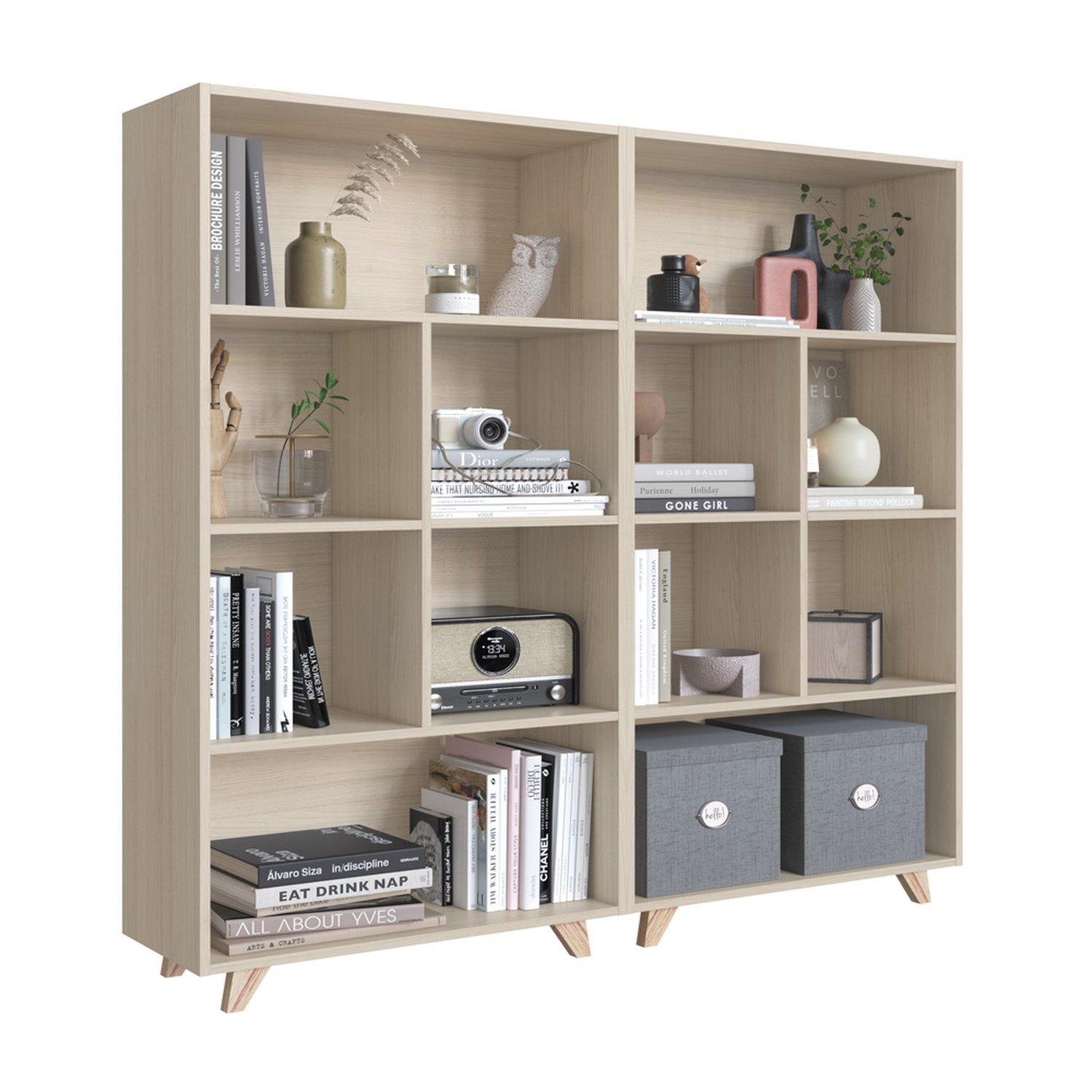 Conjunto 2 Estantes Multiuso 2 Portas e Nichos Be Mobiliário ...