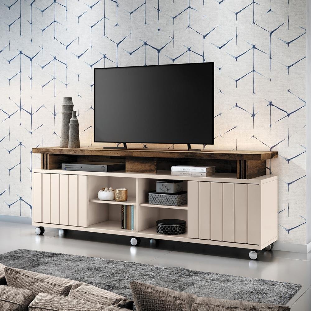 Rack Bancada para TV até 70 Polegadas Briz 180cm Hb Móveis 2 Portas Off/Deck | MadeiraMadeira