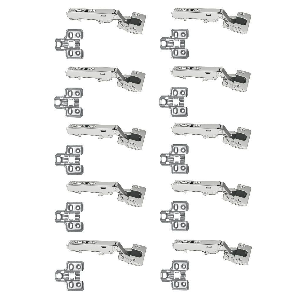 Kit 10 Dobradiçaa 35mm 105º Reta Metalla 110 com Calço Clip-on e ...