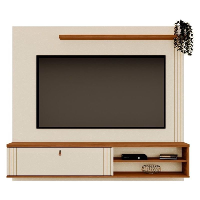 Home Suspenso Laredo 160cm para Tv até 65” - Mobler:pérola Metalizado/cinamomo Mel | MadeiraMadeira