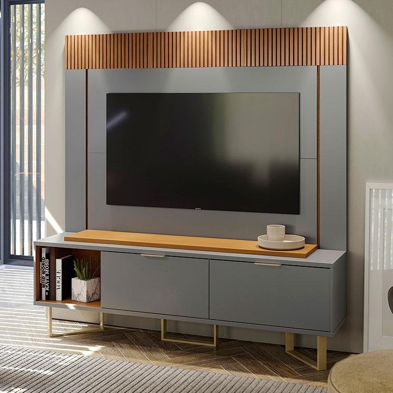 Rack Com Painel Para TV 70 Polegadas Sagary 1.8 EAX Móveis Cinza/Tauari ...