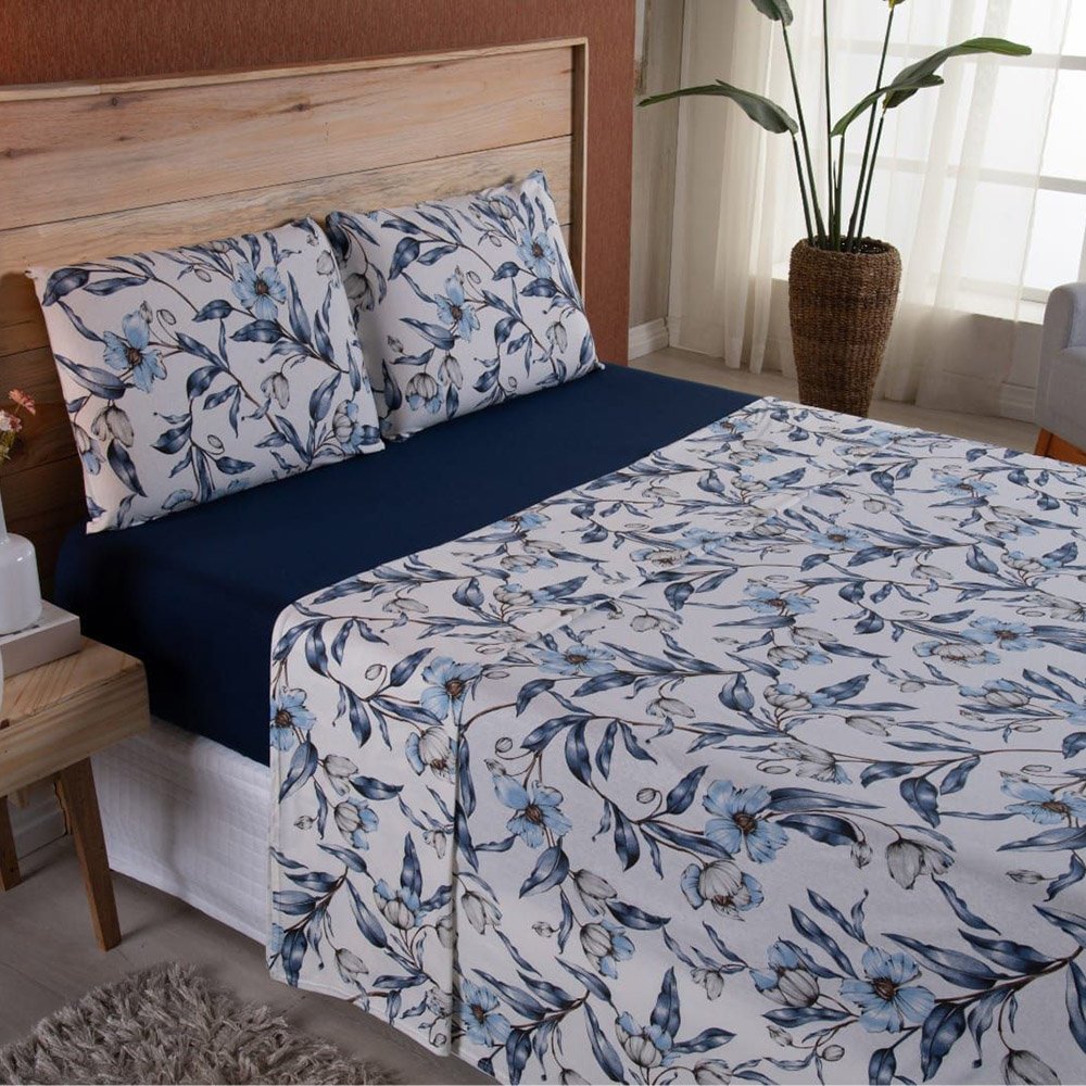 Lençol Casal em Malha Fio Penteado Algodão 4 Peças - Royal Casa Show ...