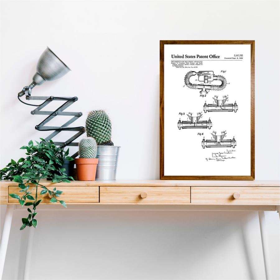 Quadros decorativos Patente bocal de mergulho | MadeiraMadeira