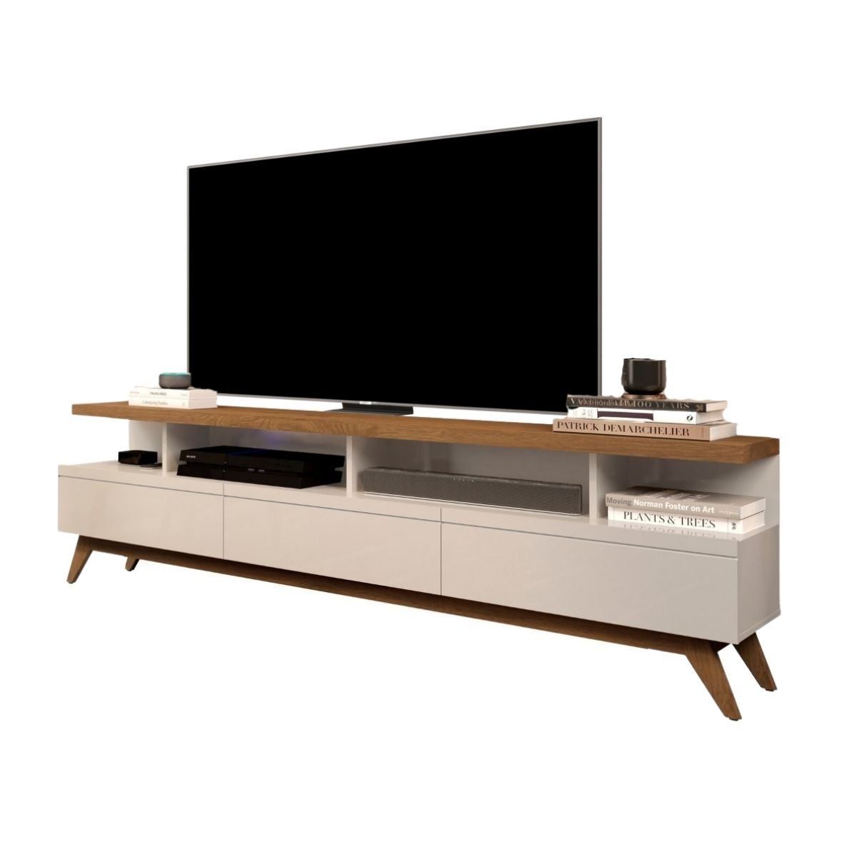 Rack para Sala Televisão até 65 Polegadas - Mod.2016:Off White/Freijó ...