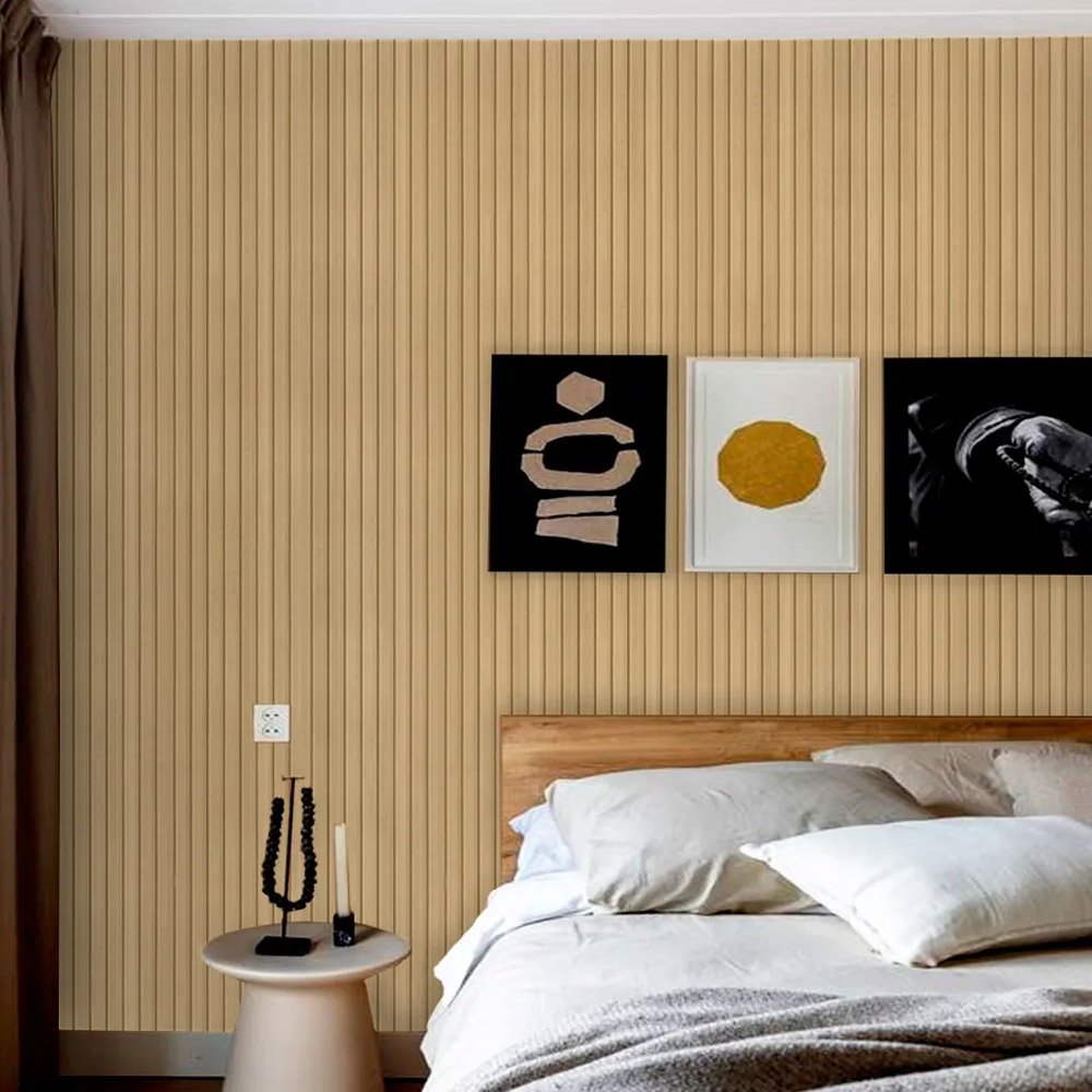 Papel de Parede Madeira Ripada MDF Natural - Várias Cores - Marfim ...