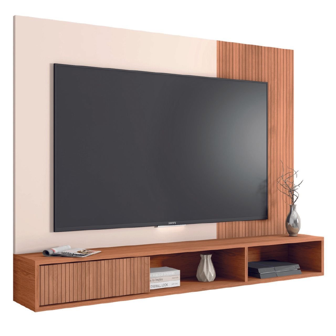 Painel para Tv até 55 Polegadas Ripado Impressão 3d com Nicho Madrid ...