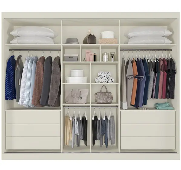 Guarda Roupa Casal Ripado com Espelho - Athenas-off White - Móveis ...