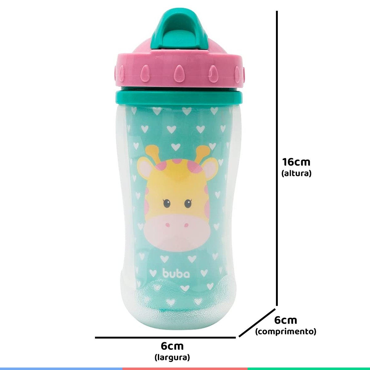 Copo Infantil Bebê Criança +12 Meses Parede Dupla C/ Tampa Retrátil ...