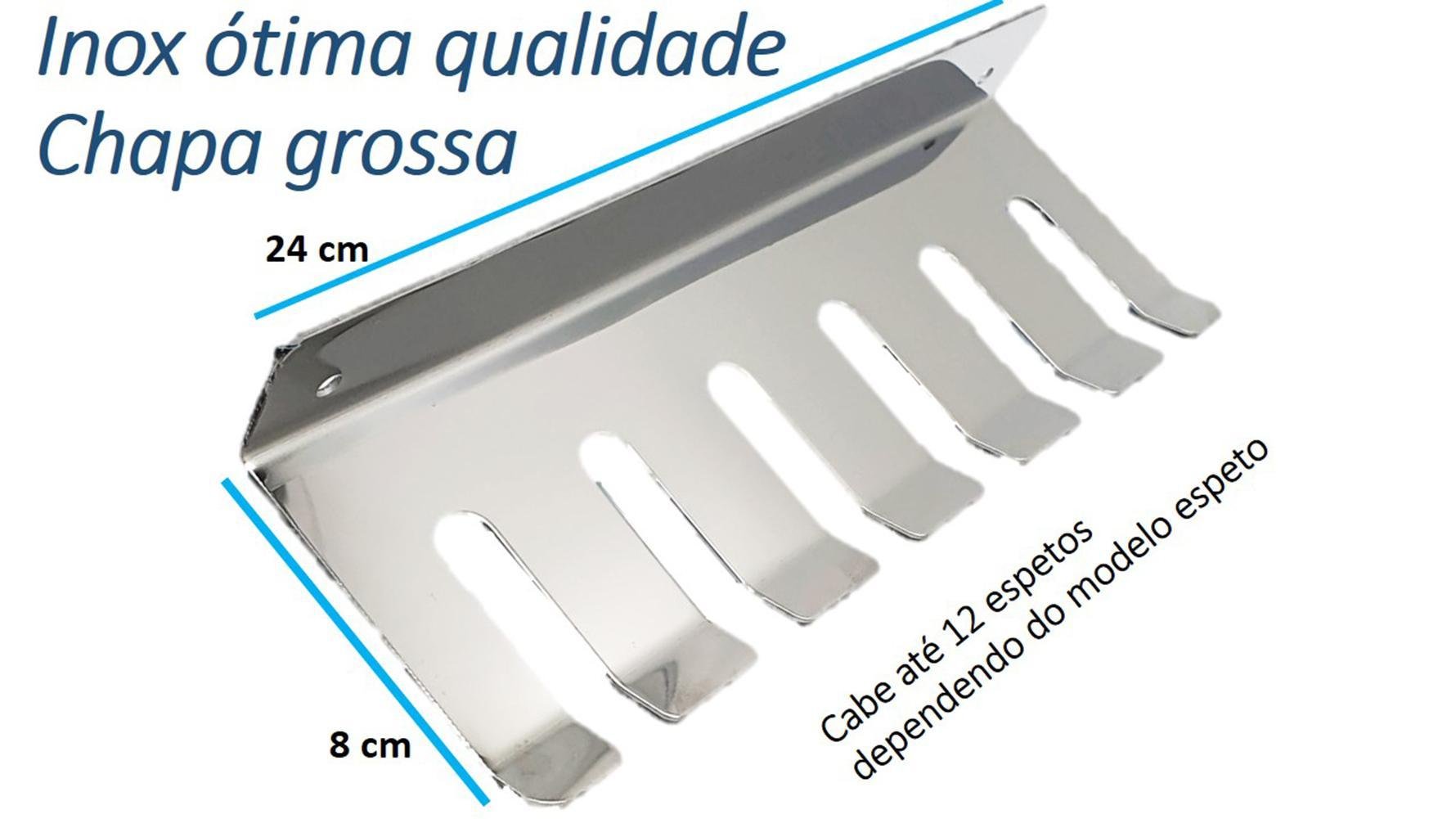 Porta Espeto de Parede em Inox para 6 Espetos | MadeiraMadeira