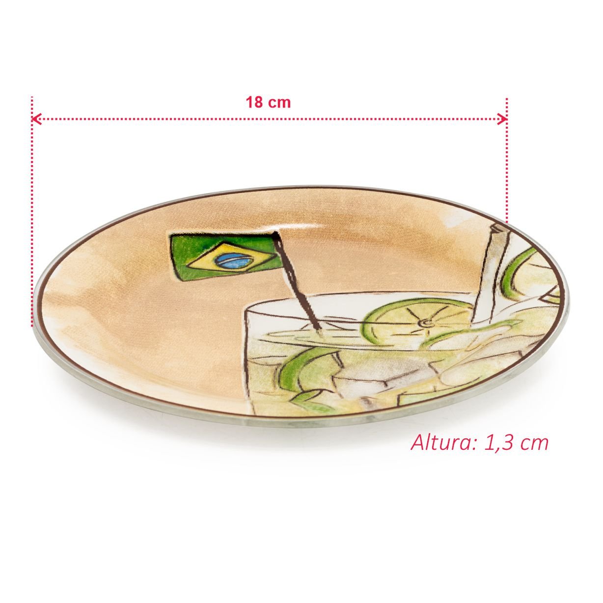 Petisqueira de vidro caipirinha e bandeira prato raso 18 cm ...