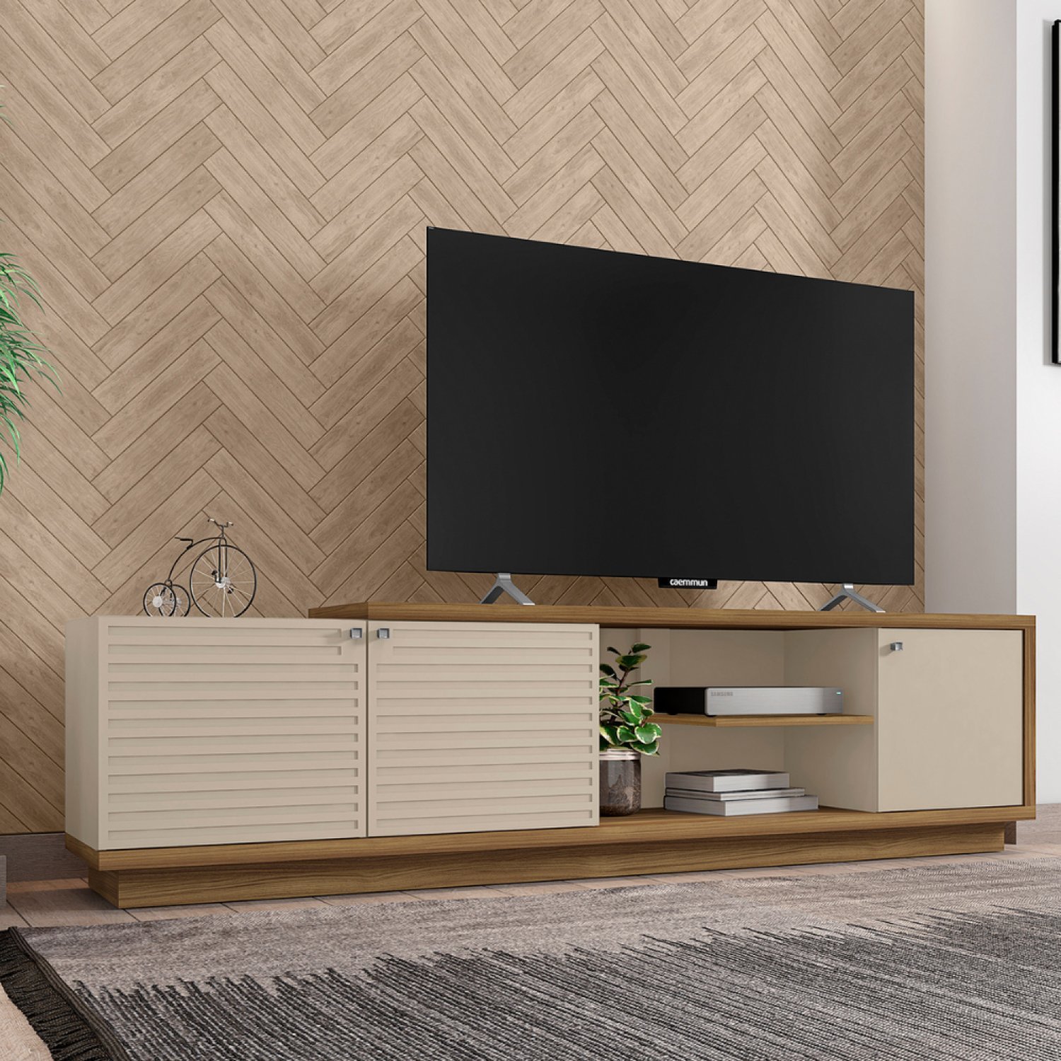 Rack para TV Até 60 Polegadas 3 Portas Las Vegas Caemmun | MadeiraMadeira