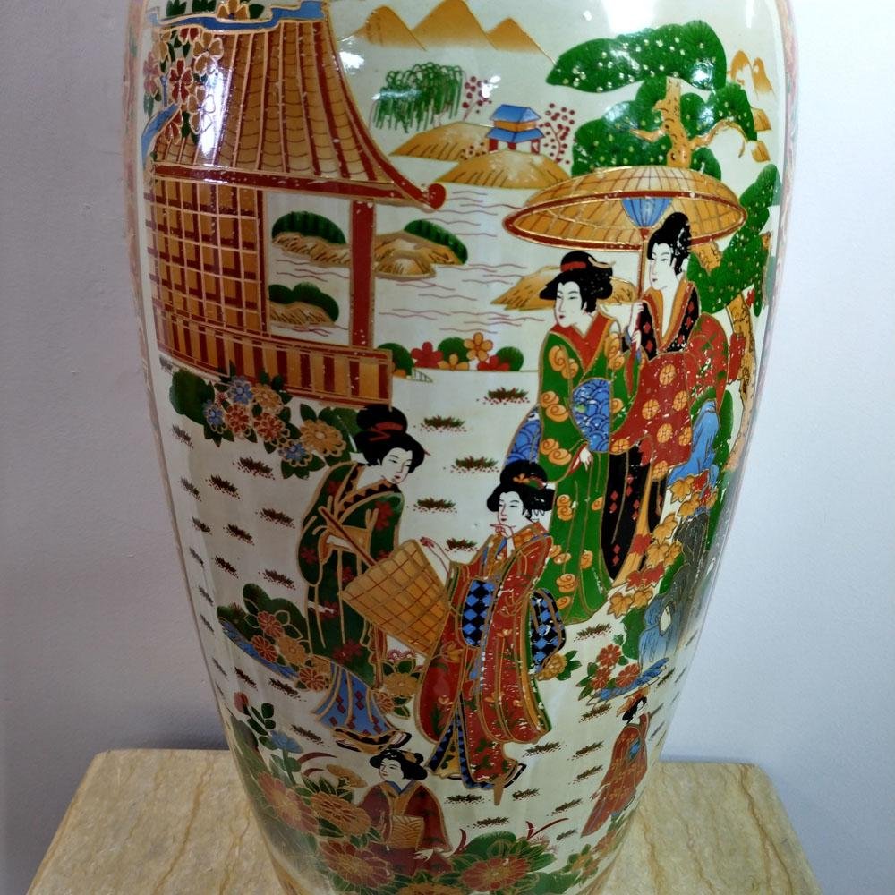 Vaso Em Cerâmica Grande Satsuma Com Gueixas | MadeiraMadeira