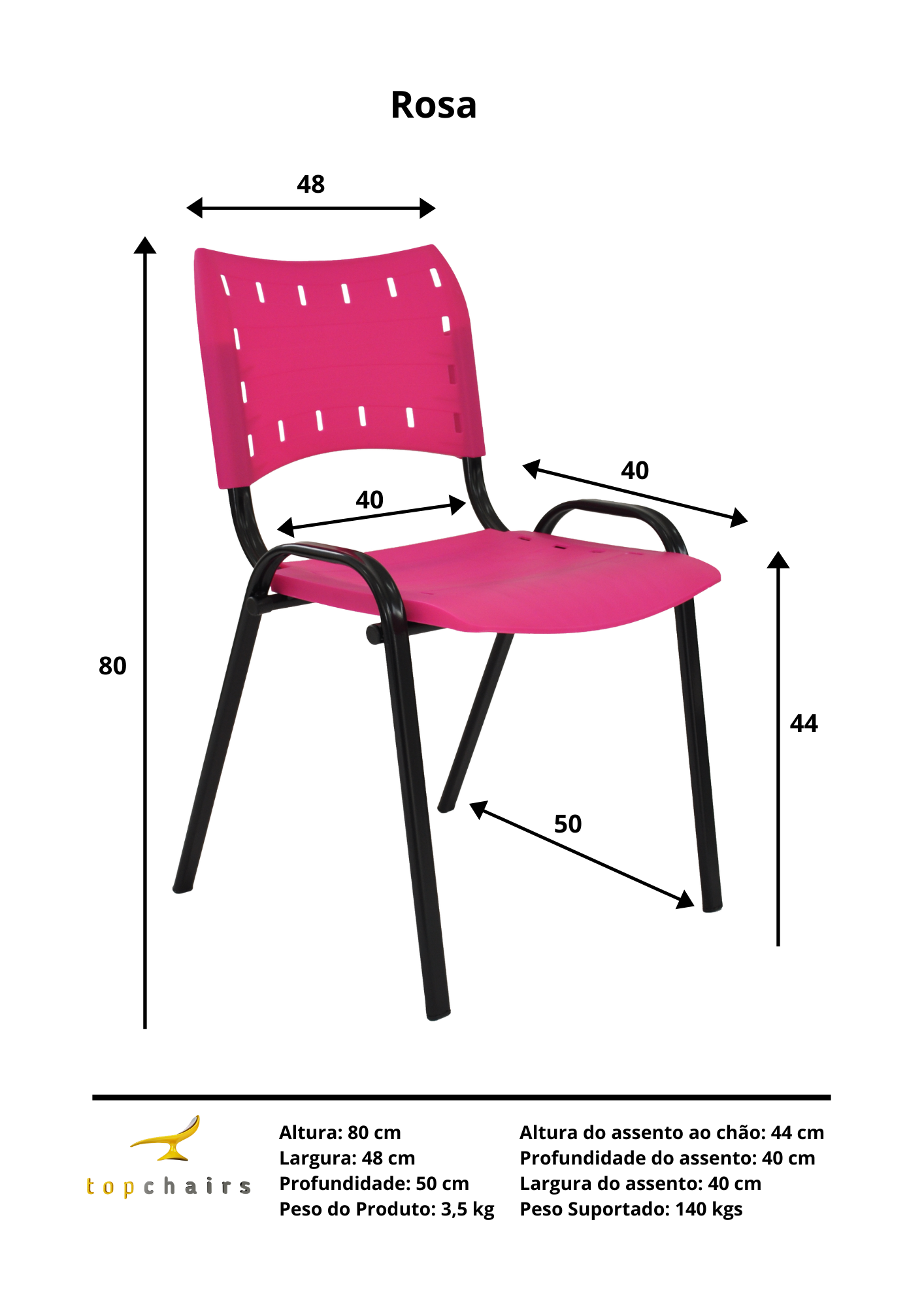 Jogo de Mesa Moema 70x70 Preta com 4 Cadeiras ISO Rosa | MadeiraMadeira