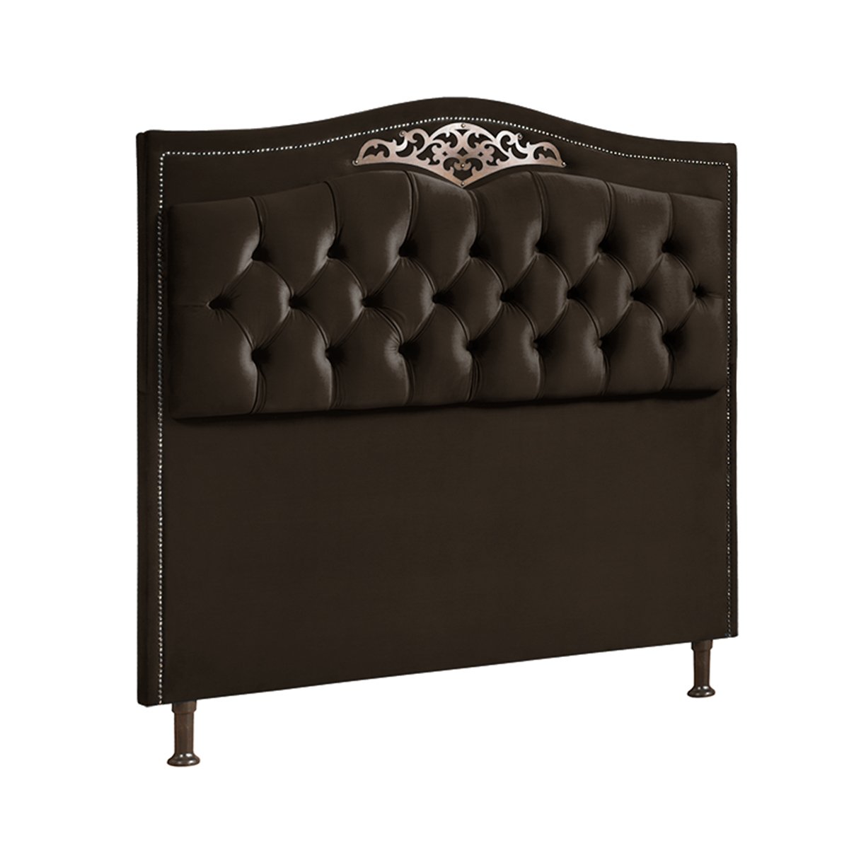 Cabeceira Cama Box Queen 1,60 Estofada Veludo Marrom Chocolate Holanda ...