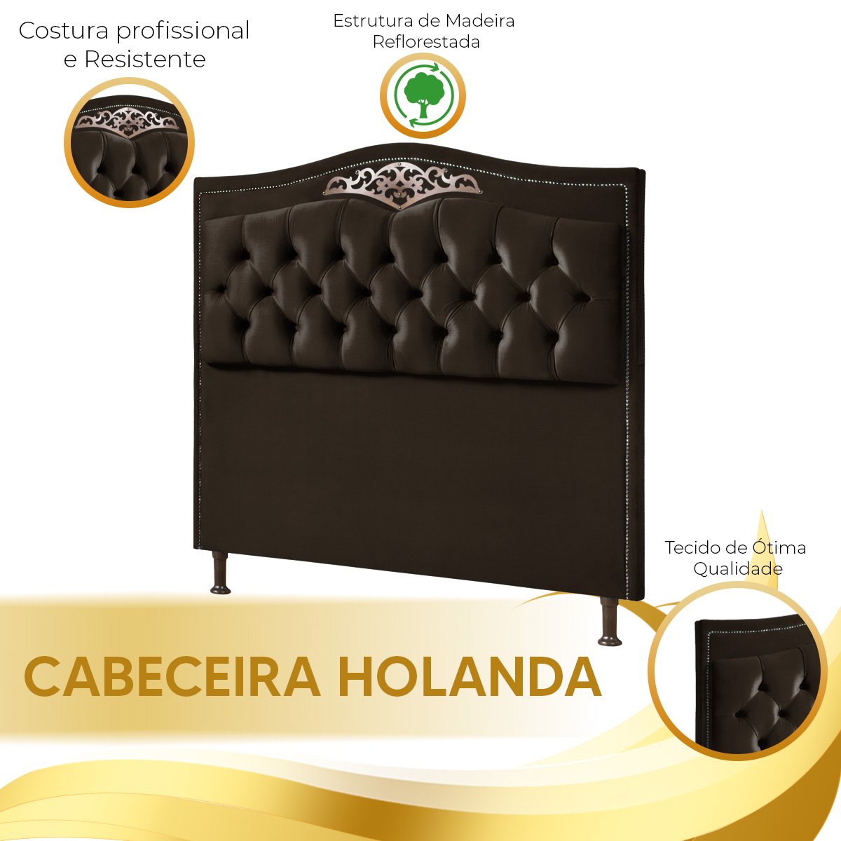 Cabeceira Cama Box Queen 1,60 Estofada Veludo Marrom Chocolate Holanda ...