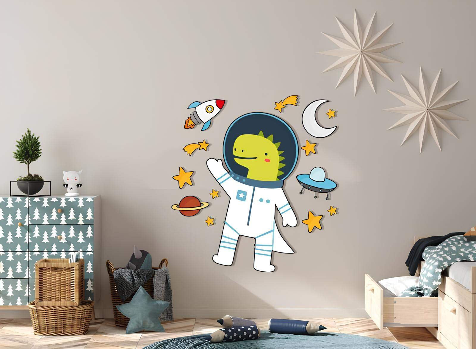Adesivo de Parede Astronauta Dino Baby:55 X 60 Cm | MadeiraMadeira
