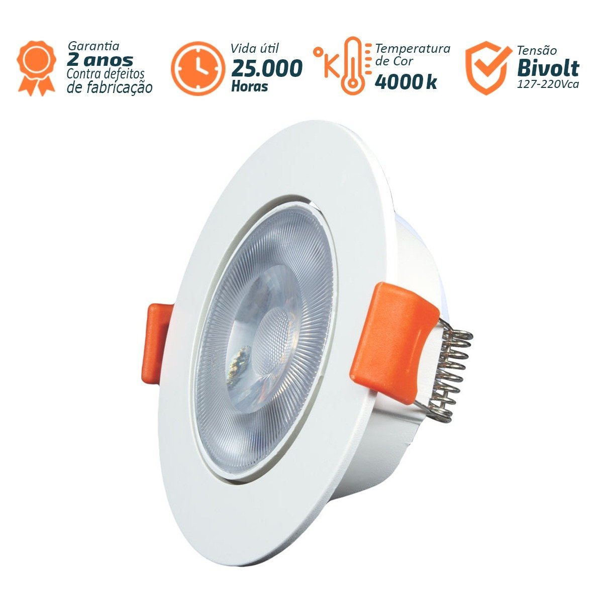 Spot Led 7w Redondo De Embutir Direcional Bivolt Branco | MadeiraMadeira