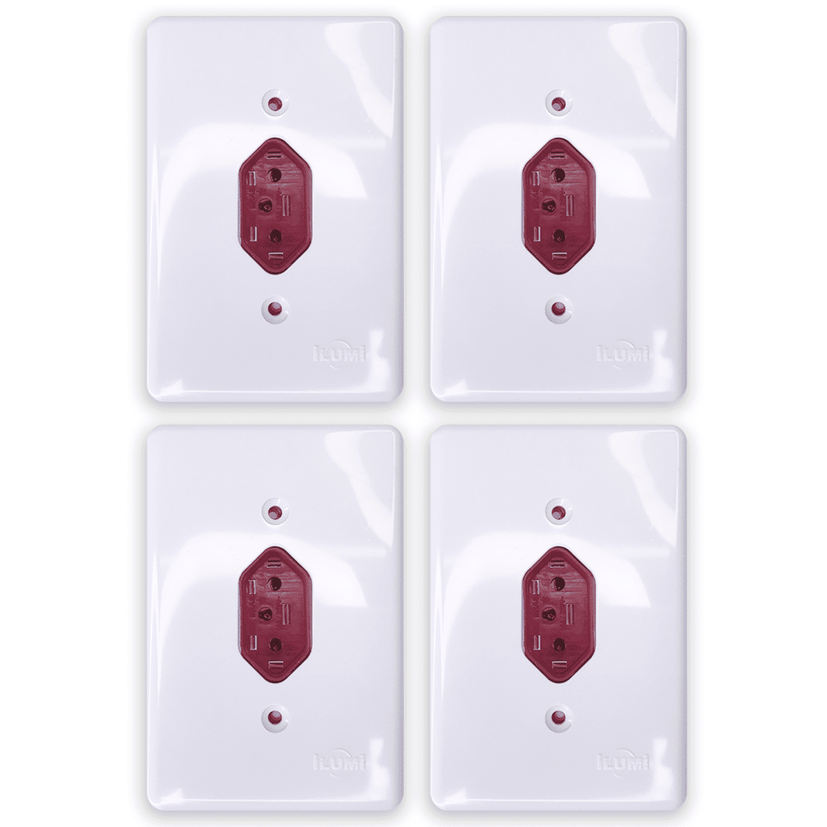 Kit 4 Tomada Vermelha 10a 2p+t de Embutir 4x2 Cor:branco | MadeiraMadeira
