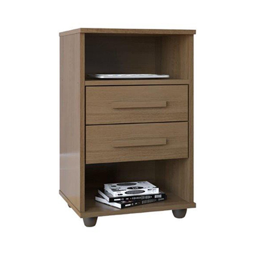 Mesa de Cabeceira 2 Gavetas Cielo - Avelã | MadeiraMadeira