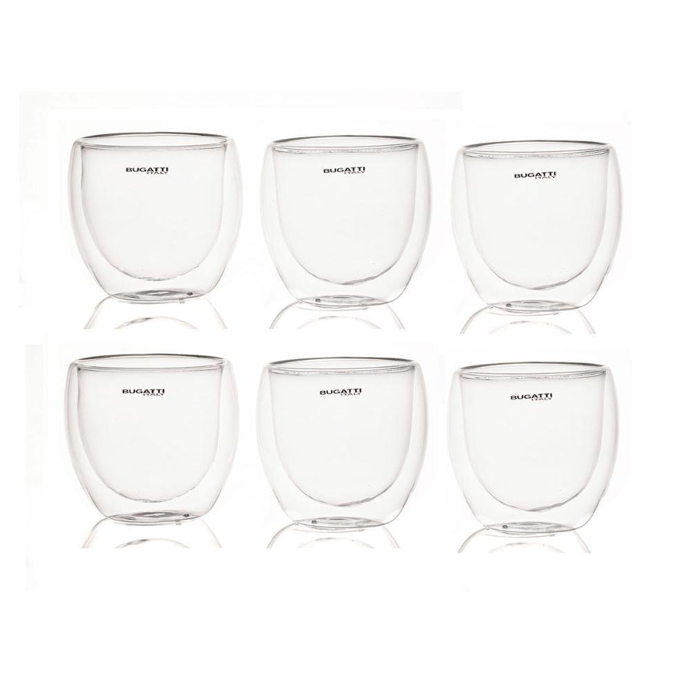 Jogo 6 Copos de Café de Vidro Parede Dupla 80ml Bugatti | MadeiraMadeira