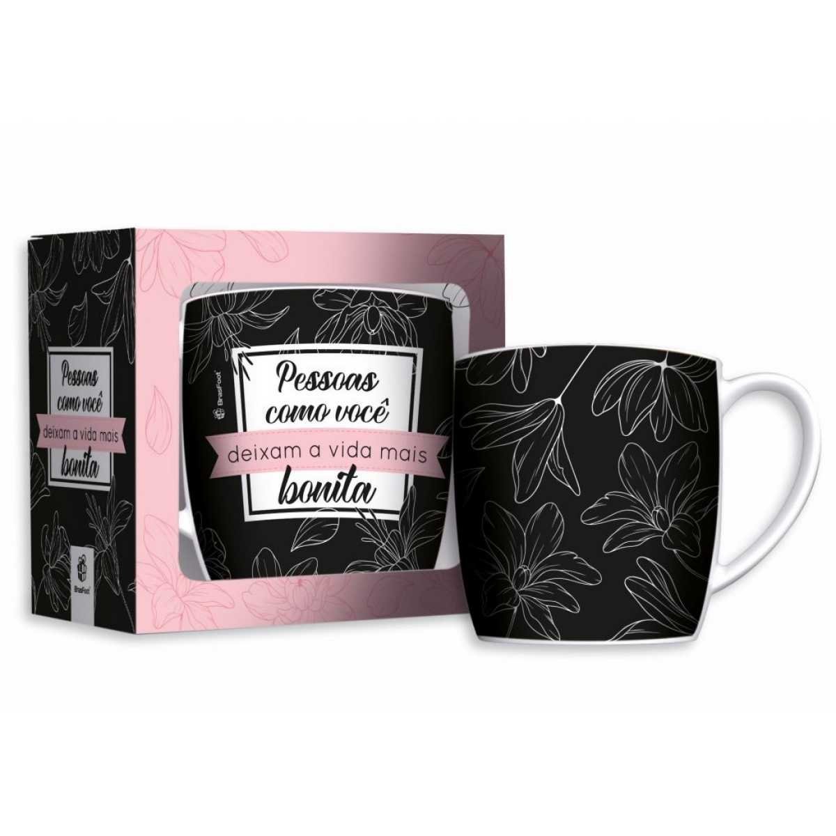 CANECA PORCELANA URBAN 360ML A VIDA MAIS BONITA BRASFOOT | MadeiraMadeira